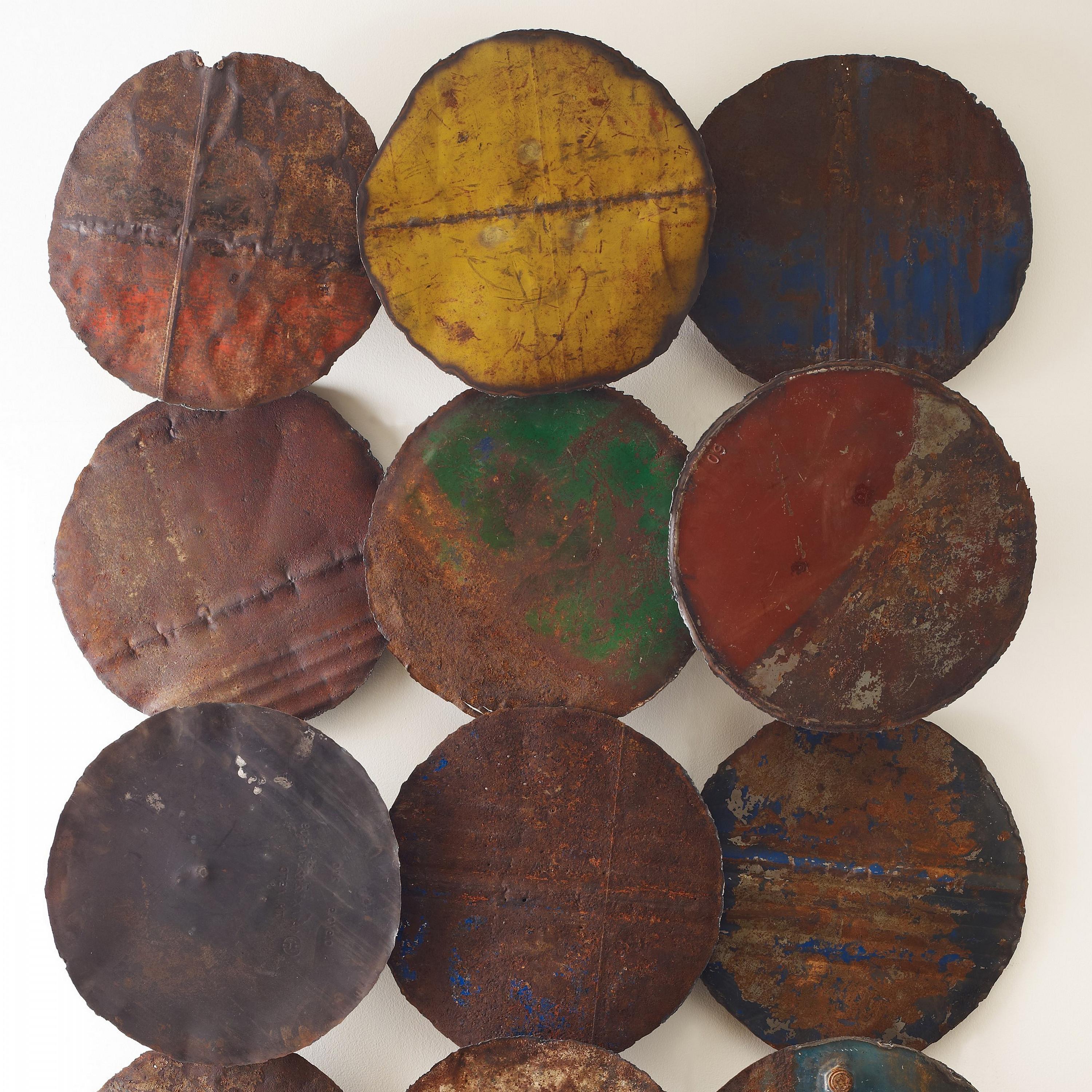 Reclaimed Oil Drum Wall Disc, Individual Pieces, Assorted Colors and Depths