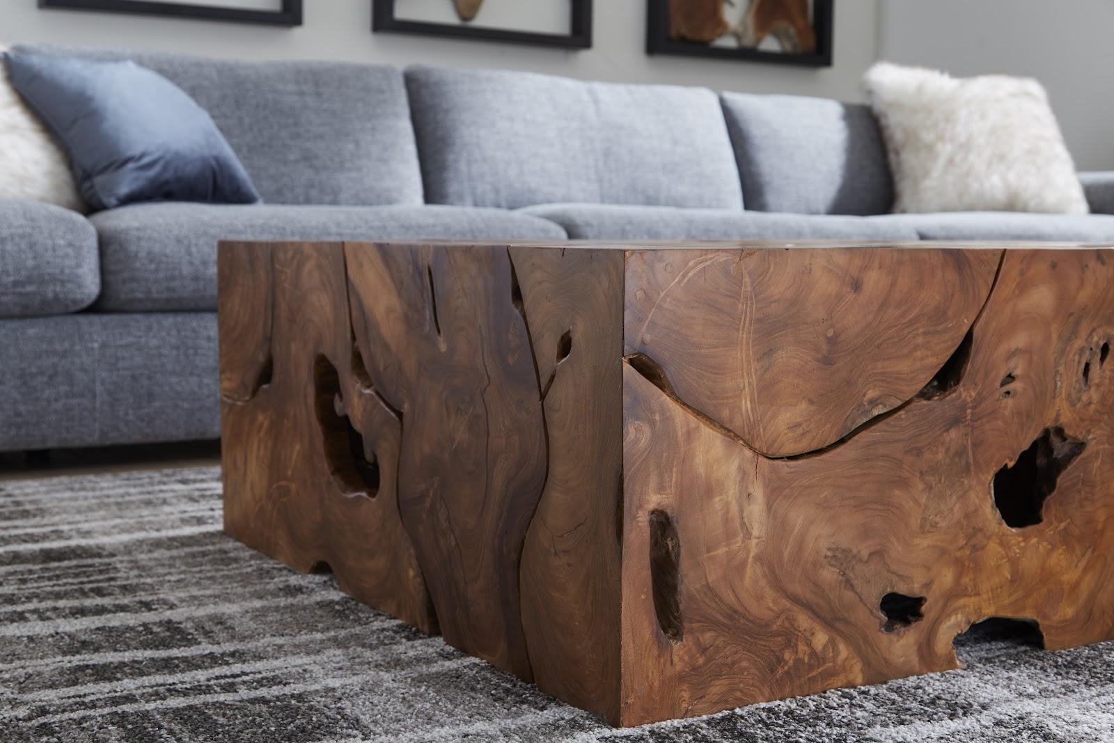 Teak Slice Coffee Table, Square
