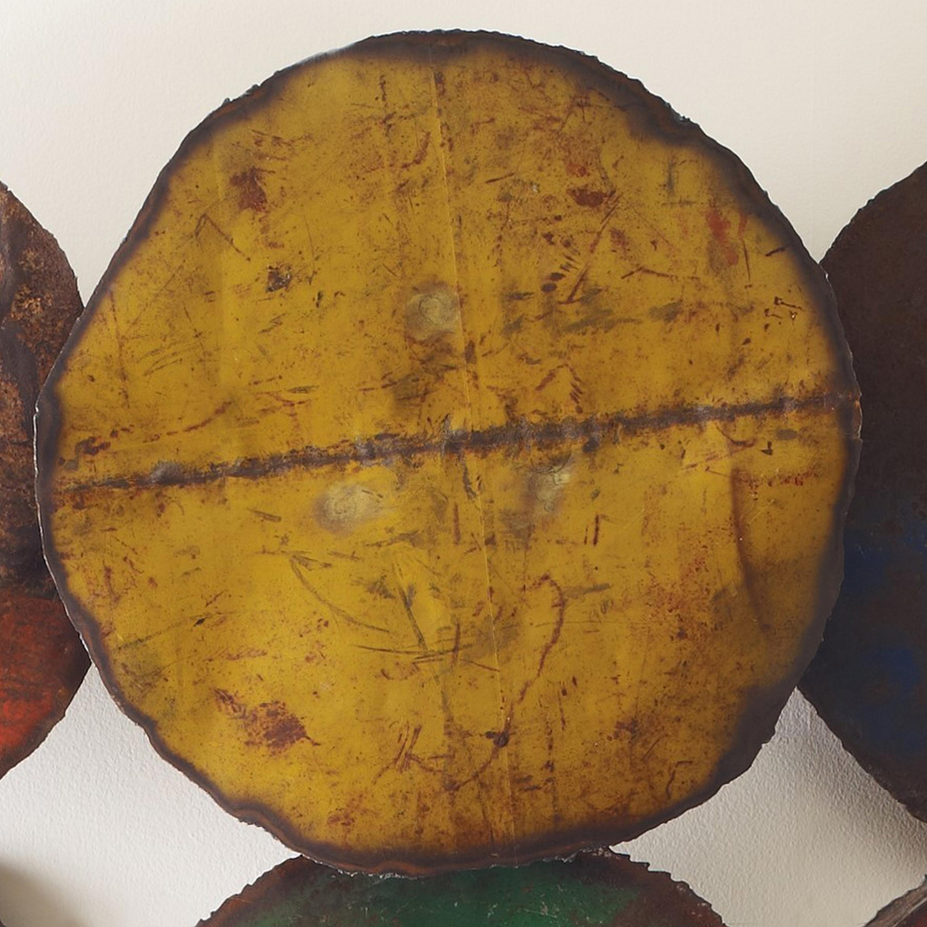 Reclaimed Oil Drum Wall Disc, Individual Pieces, Assorted Colors and Depths