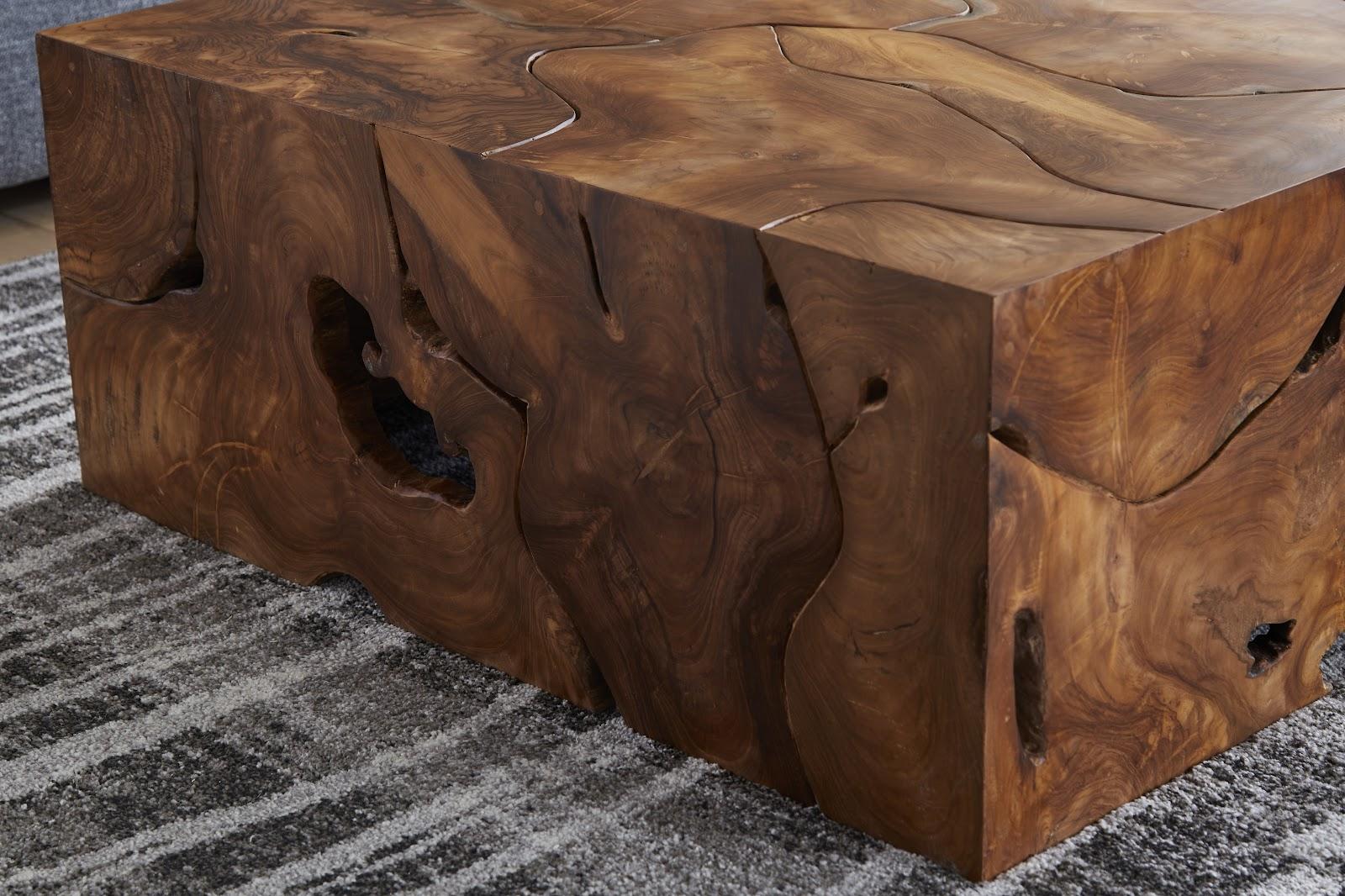 Teak Slice Coffee Table, Square